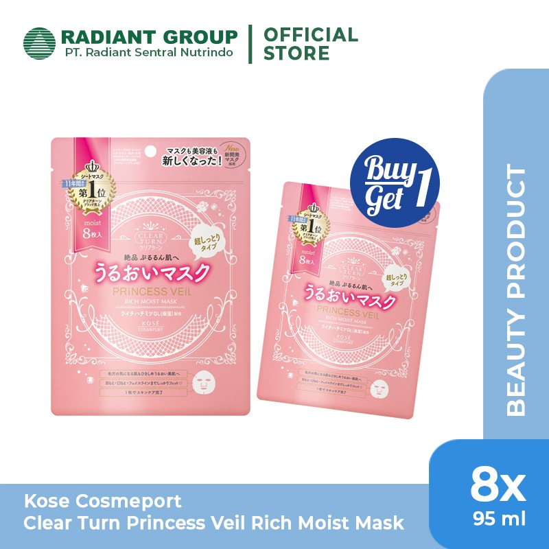 Jual Kose Cosmeport Clear Turn Princess Veil Rich Moist Mask [8 sheet ...