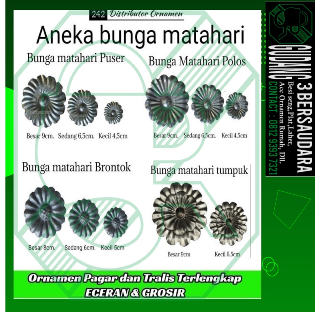 Jual Aneka Bunga matahari besi plat ornamen tralis pagar besi tempa ...