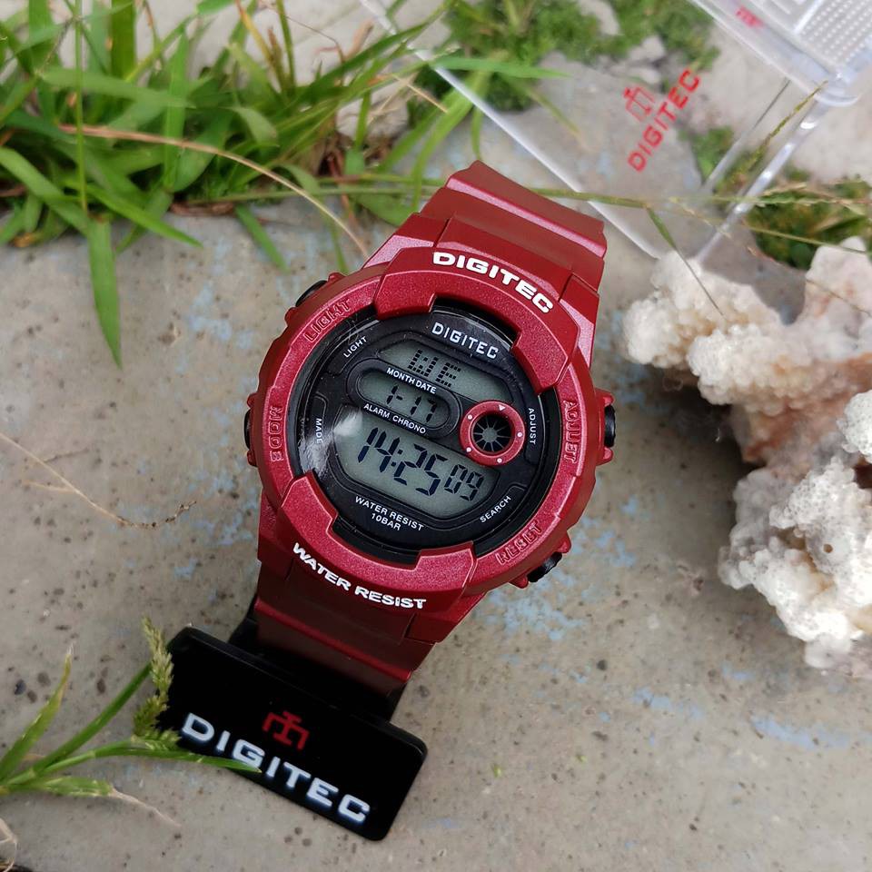 Jual Jam Tangan Digitec Original Fitur Digital Tali Rubber Maroon ...