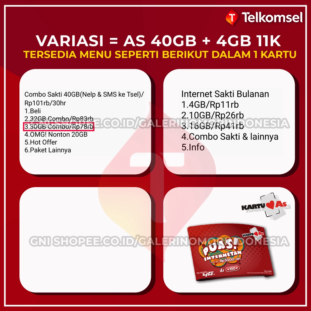 Jual KARTU SAKTI TELKOMSEL 10GB Rp.10,000 telkomsel sakti combo | Shopee Indonesia