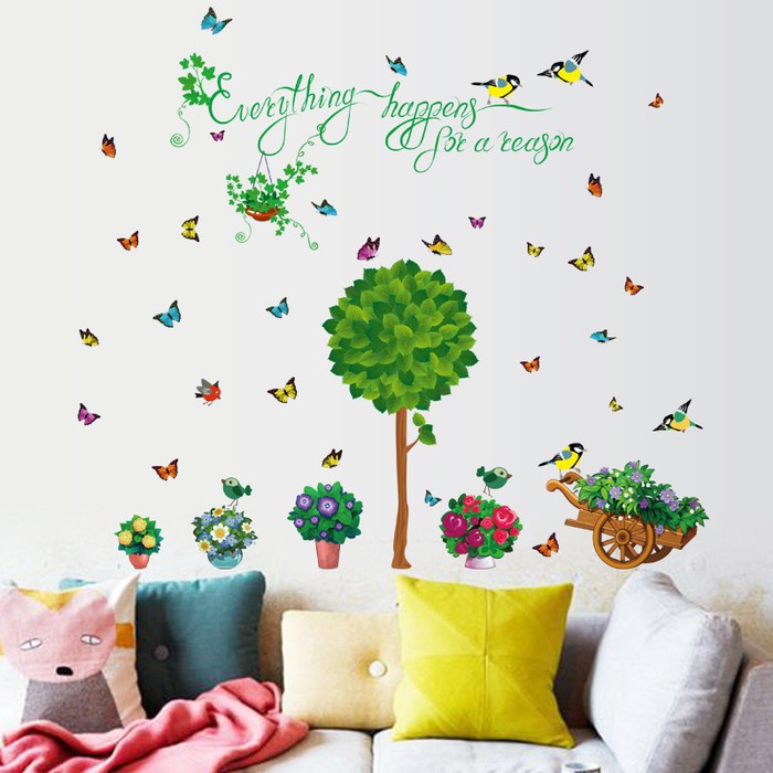 Jual Wall Sticker / Stiker Dekorasi Untuk Dinding (Kaca) : Pohon, Bunga ...