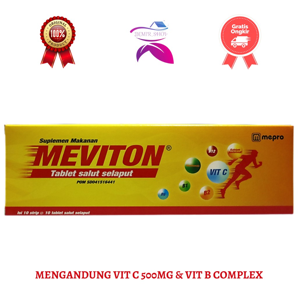 Jual Meviton Box Vitamin C 500 mg & Vitamin B Complex - 100 Tablet ...