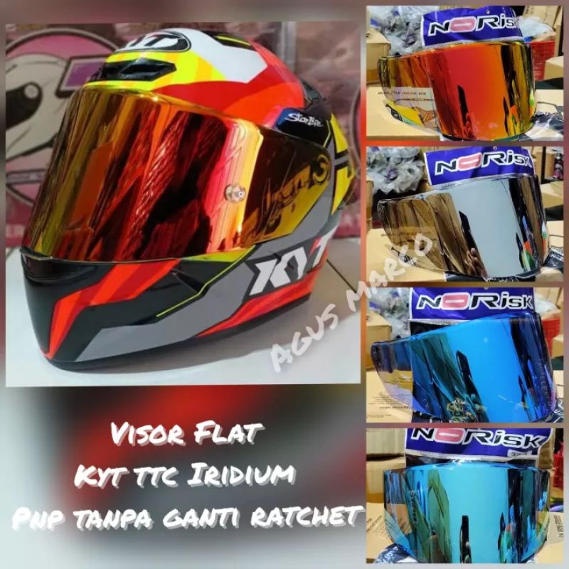Jual Kaca visor flat Iridium KYT TTC Course blue futuro silver red gold ...