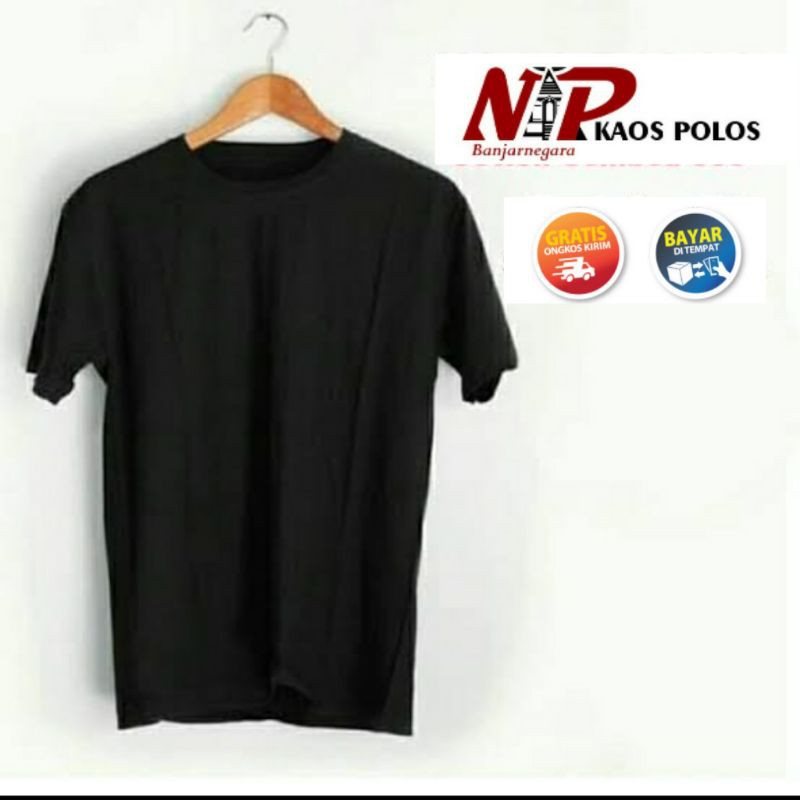 Jual KAOS POLOS COTTON COMBED 30'S HITAM SOLID PRIA/WANITA (COD ...