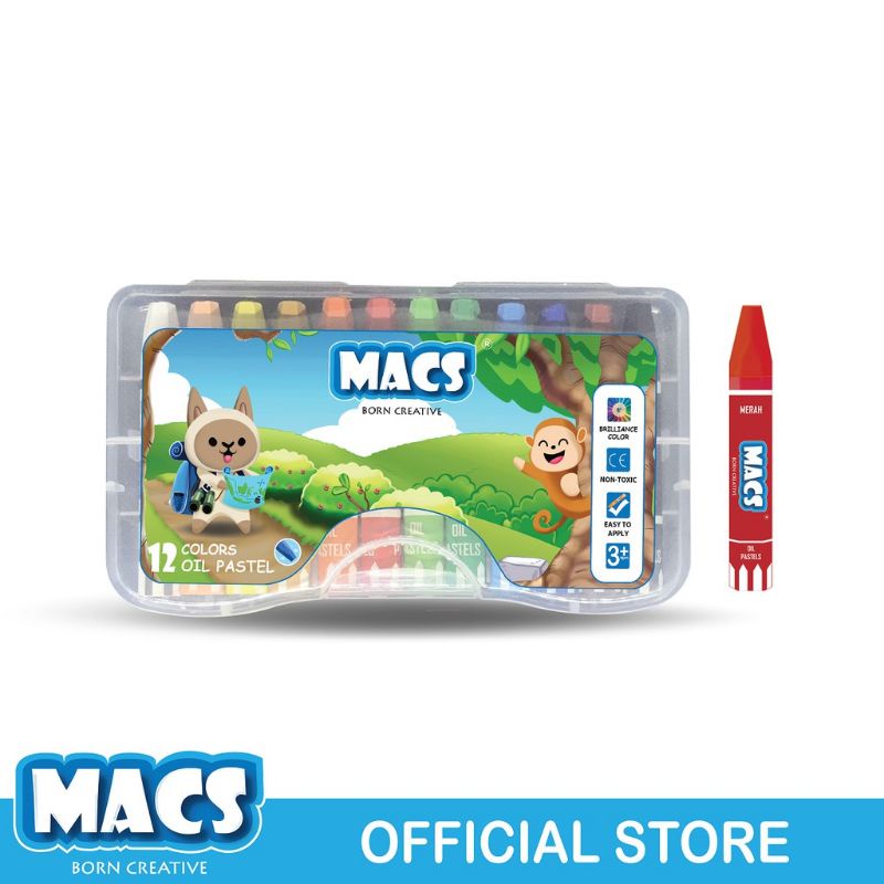 Jual Crayon Oil Pastel Warna 12 Color MACS | Shopee Indonesia