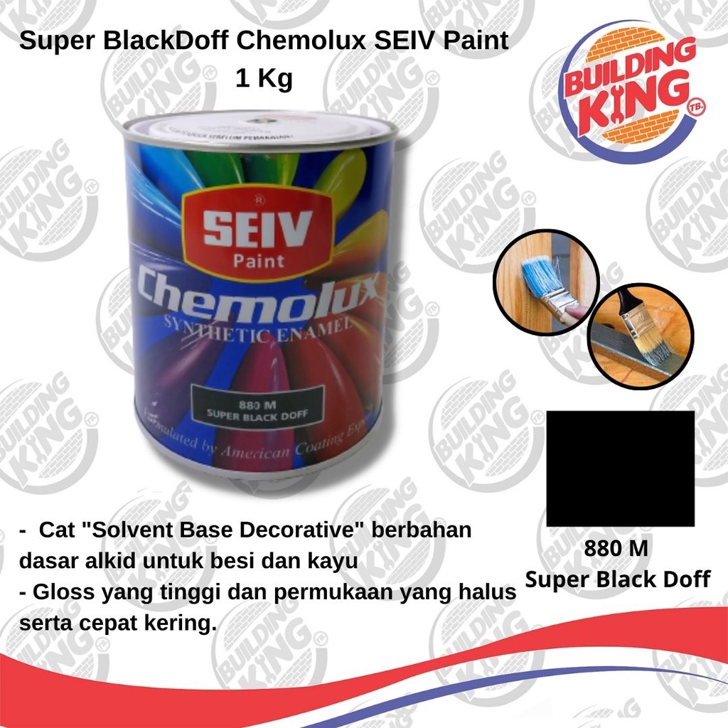 Jual Cat Kayu Besi SEIV Chemolux Hitam Dop 1 Kg 880 M Super Black Doff ...