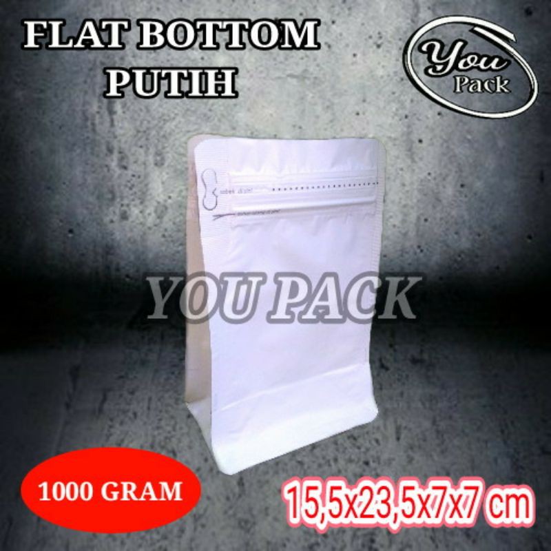 Jual FLAT BOTTOM SUPER PUTIH 1 KG KEMASAN KOPI-BUBUK-SNACK | Shopee ...