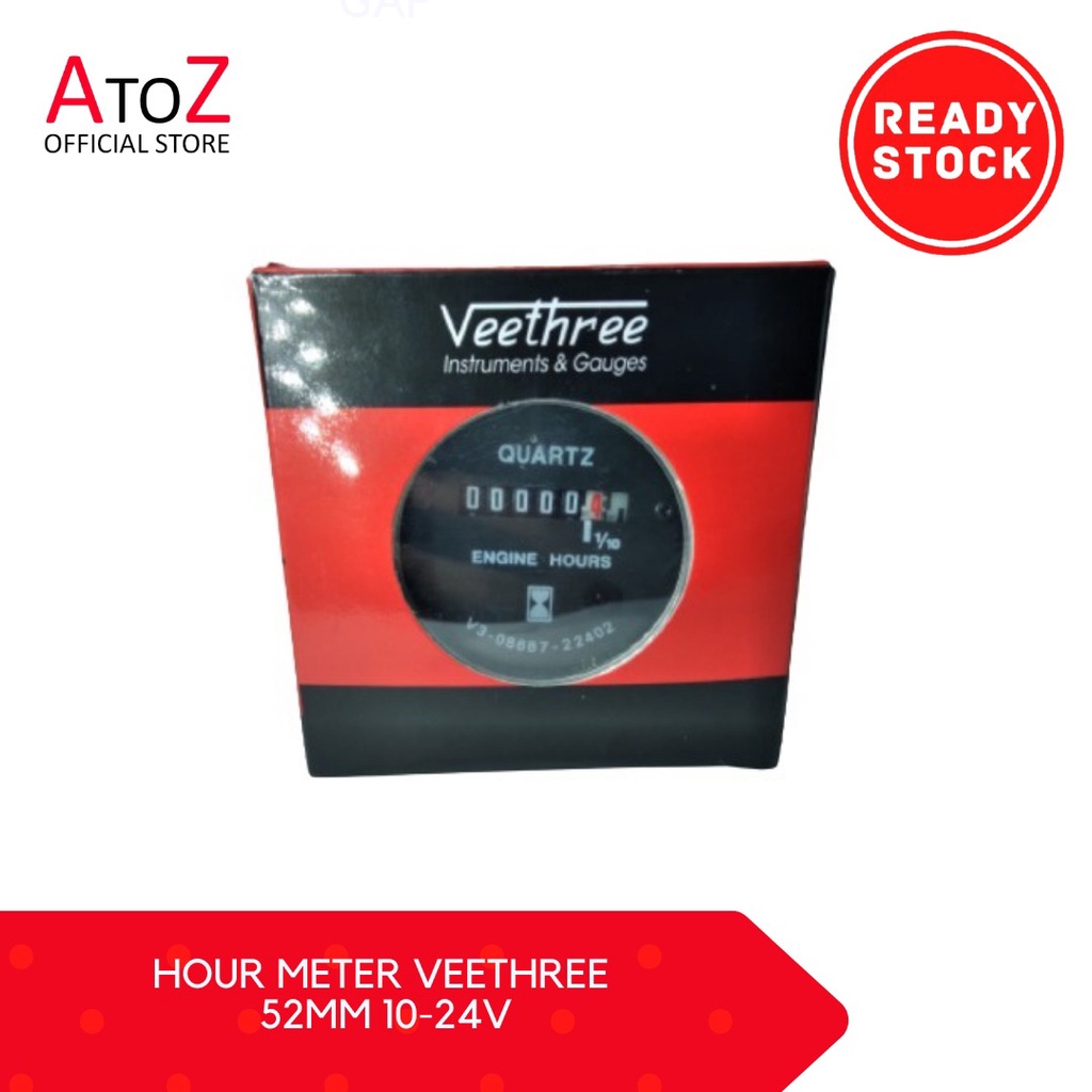 Jual HOUR METER VEETHREE 52MM 10-24V - Instrument & Gauges Hourmeter ...