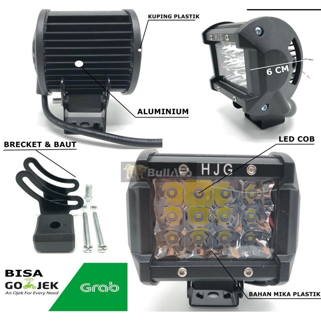 Jual LAMPU TEMBAK SOROT PETAK / KOTAK 12 LED PUTIH TERANG LAMPU SOROT TEMBAK LAMPU TEMBAK CREE ...