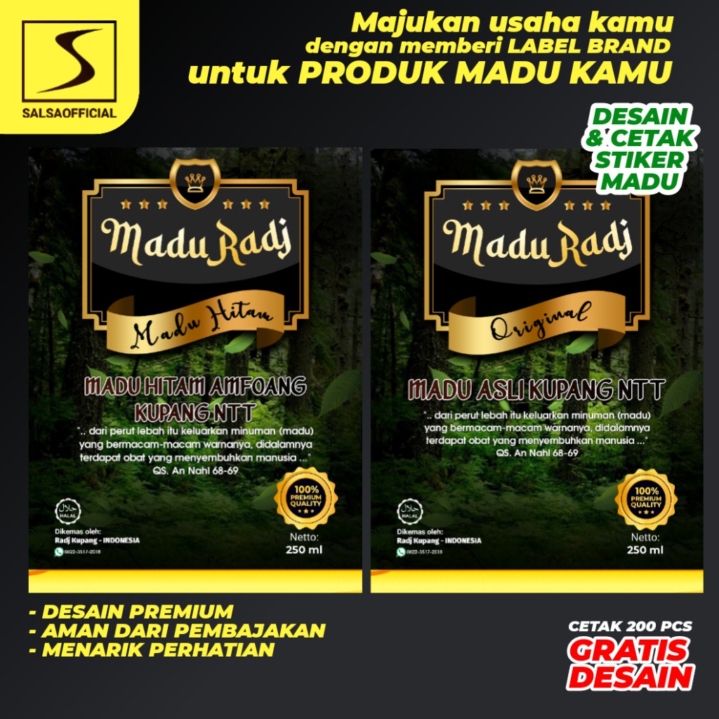 Jual Sticker Stiker Label Kemasan Madu Keren Matt Doff Premium Original ...