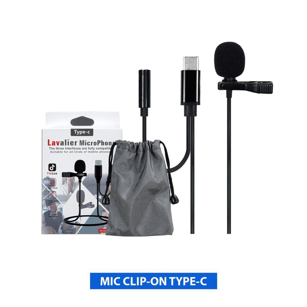 Jual Mic lavalier wired type-c clip on 1.5m jh-042-a - microphone jepit ...