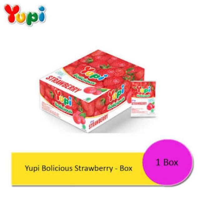 Jual PERMEN YUPI BOLICIOUS BOX STAWBERRY/ LYCHEE BOX PERMEN JELLY/ JELI ...