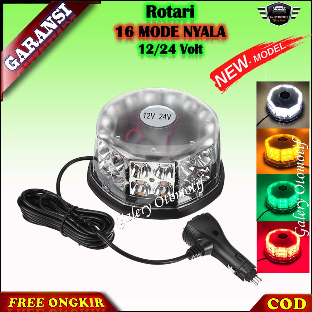 Jual Lampu Rotari Led 8 Mode Nyala 16 Mata Mobil Truck Truk Canter Hino ...