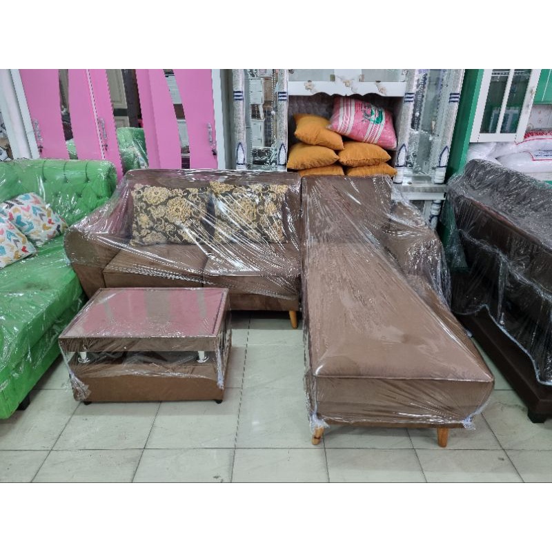 Jual Sofa Set Retro Scandinavian Selonjor Murah Plus Meja Kaca