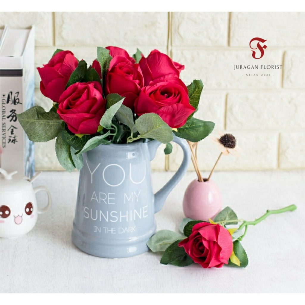 Jual BUNGA PLASTIK ROSE 287 BUNGA MAWAR SATUAN HIAS PLASTIC ARTIFICIAL ...