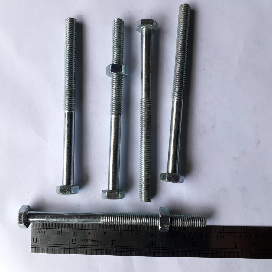 Jual BAUT MUR M8 X 110 PUTIH BMP M8X110 PANJANG 11CM 11 CM KUNCI 13 ...