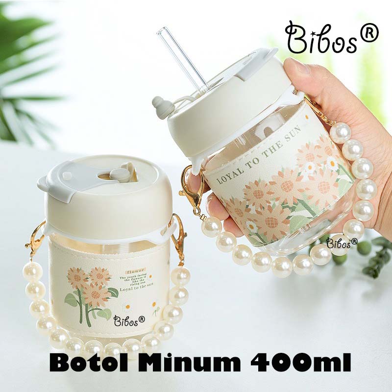 Jual Botol Korea Sunflower Aesthetic Tali Mutiara 400ml Botol Minum ...