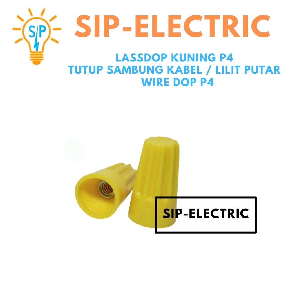 Jual Lassdop Kuning P4 / Tutup Sambung Kabel / Lilit Putar / Wire Dop ...