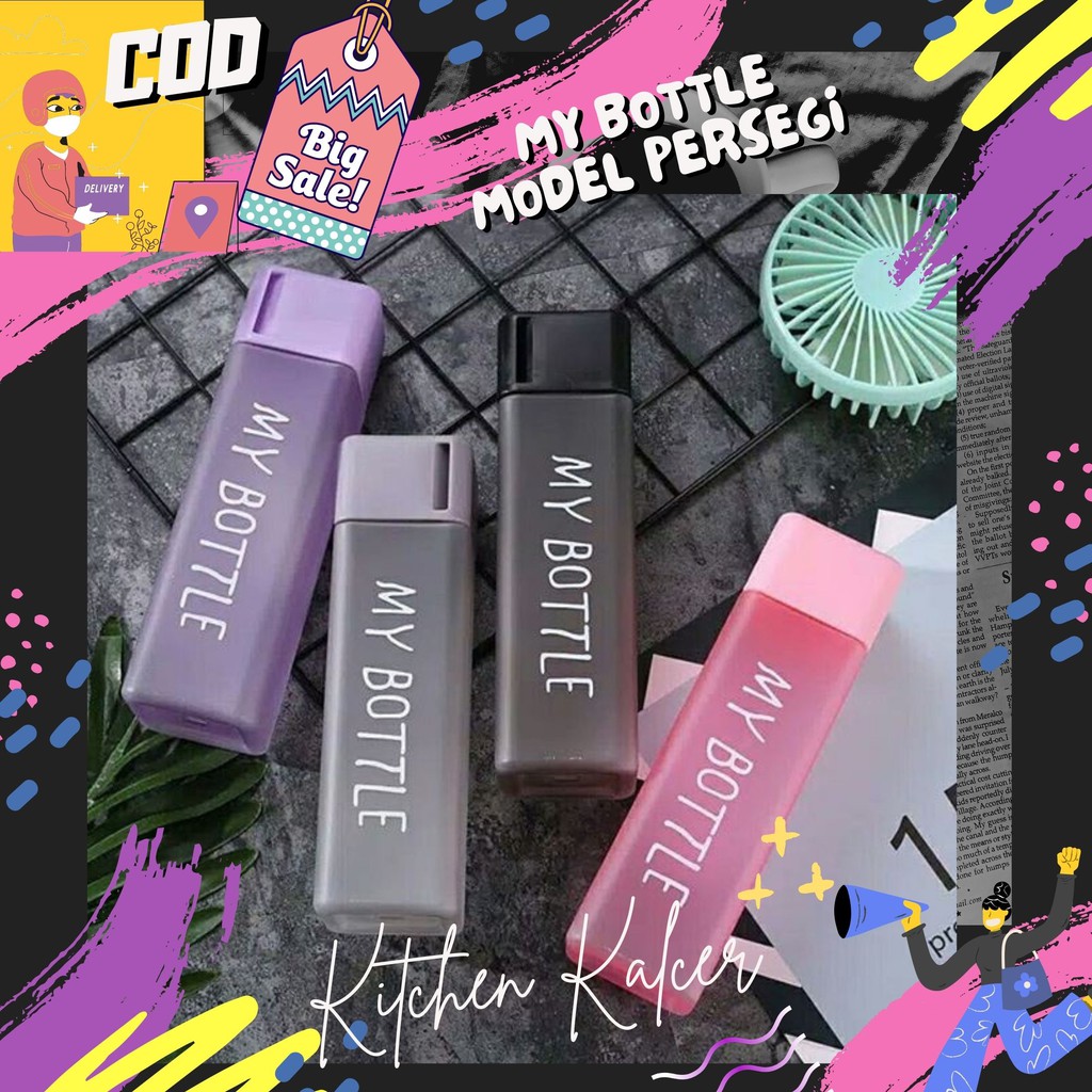 Jual BOTOL MINUM PREMIUM MY BOTTLE PERSEGI DOFF DESAIN KOTAK ELEGAN ...