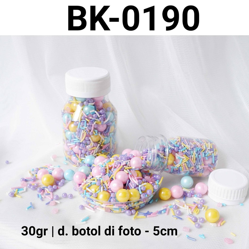 Jual BK-0190 Sprinkles sprinkle sprinkel 30gr 30 gram warna pastel ...