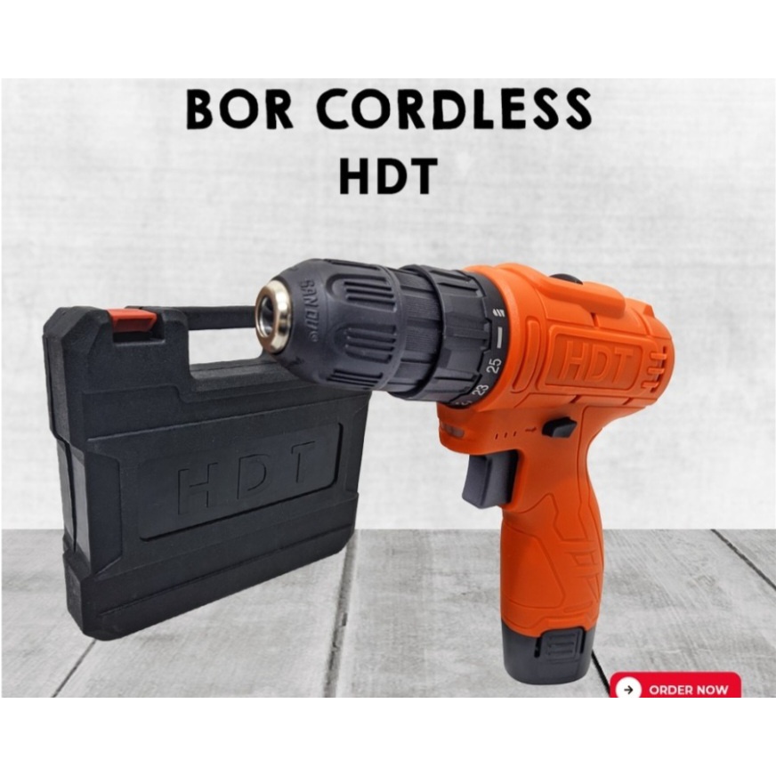 Jual Mesin Bor Cordless 10mm Hdt Cdd 405 2 Battery 12volt Merk Hdt