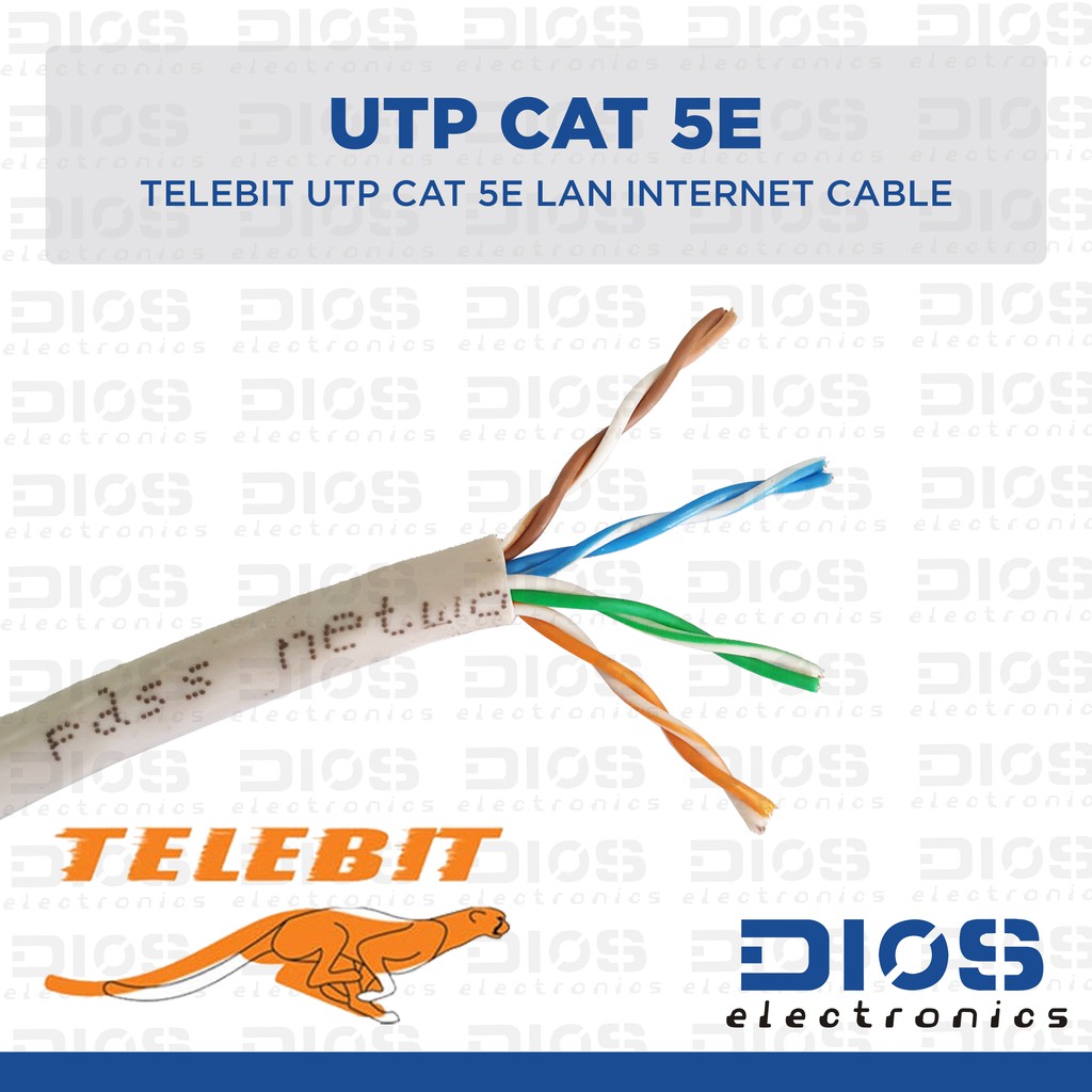 Jual Kabel LAN UTP Cat 5e TELEBIT Gray | Networking Data Cable (per ...