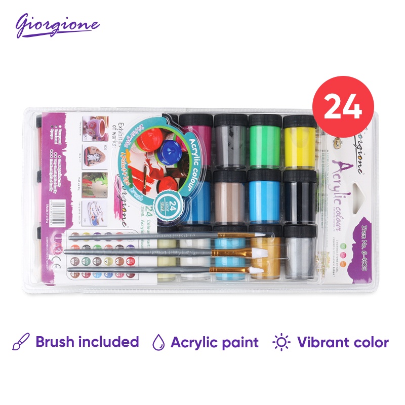 Jual Giorgione Acrylic Paint Cat Akrilik 24 Warna 25ML/botol Free Brush ...