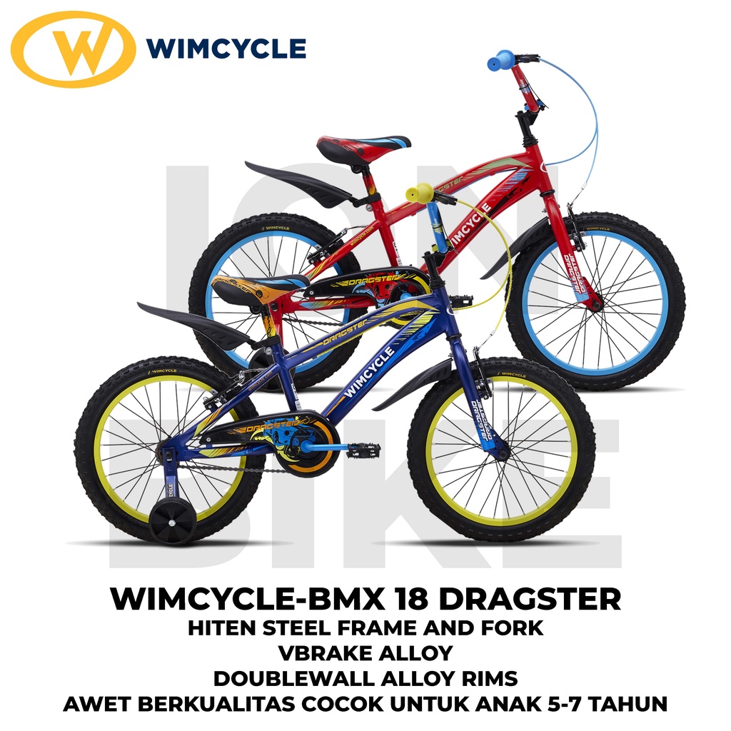 Jual Bmx 18 Wimcycle Dragster Blue Yellow Terbaru Sepeda Anak Cowok Wim ...