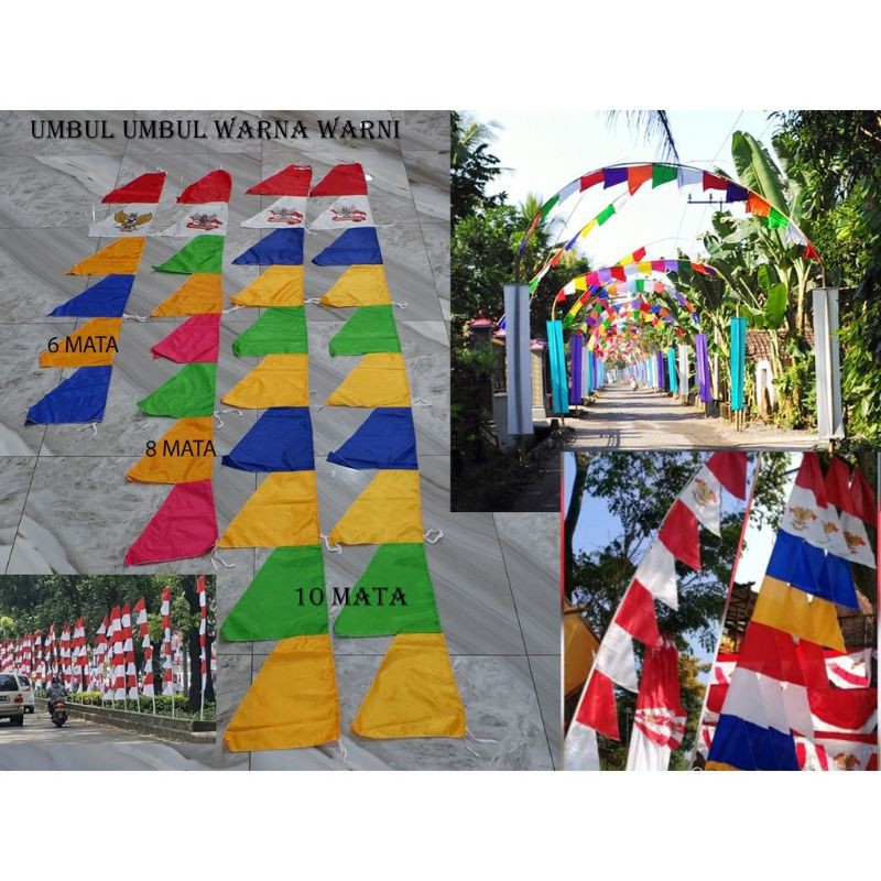 Jual Bendera UMBUL UMBUL 6 8 10 Titik Mata Warna Warni Merah Putih Model Gergaji | Shopee Indonesia