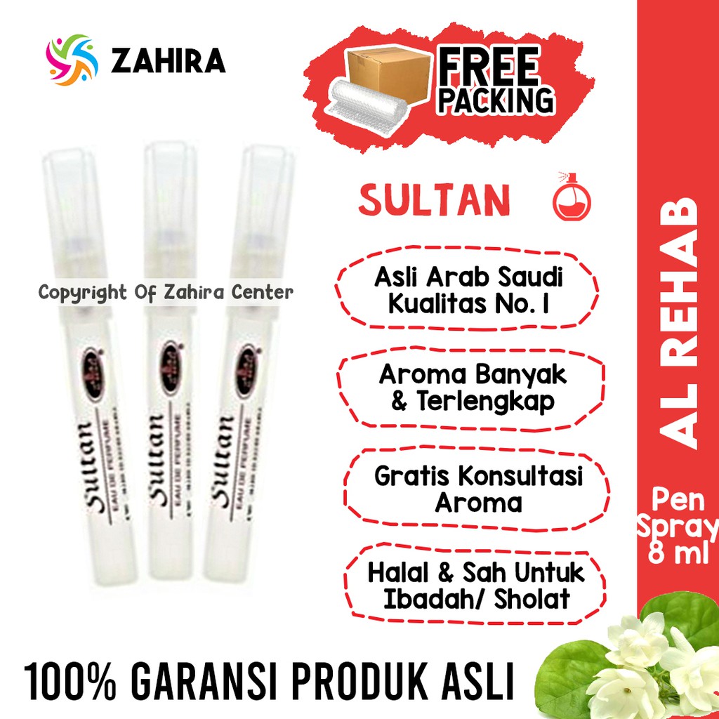 Jual Parfum Pria AL REHAB SULTAN Pen Spray 8ml Aroma Raja Khas Sultan ...