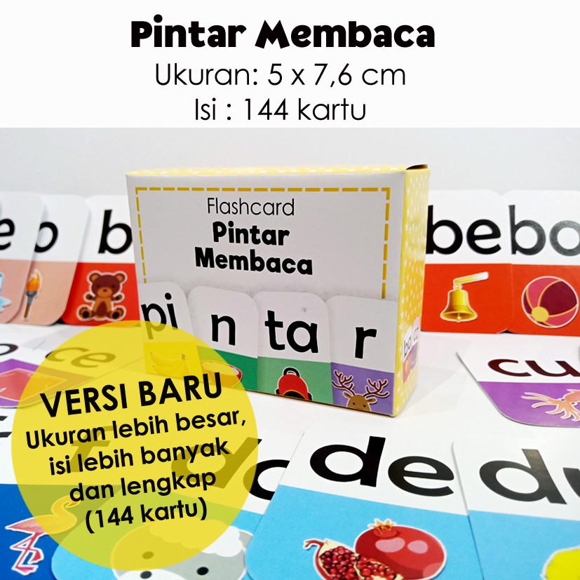Jual Flashcard pintar membaca 5 x 7,6 cm / Flash Card / kartu pintar ...