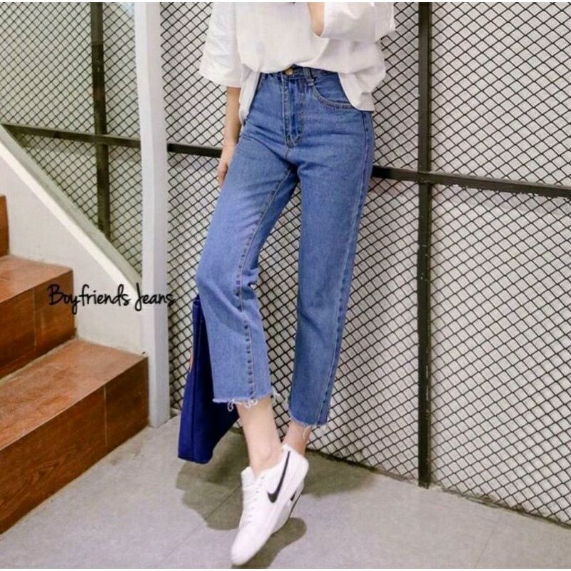 Jual AWSME - BOYFRIEND JEANS UNFINISHED KEKINIAN HW JEANS / CELANA ...