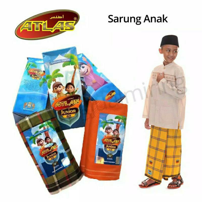 Jual Sarung Anak SD SMP Atlas Junior 425 - Sarung Tenun Motif Kids Kecil Remaja Santri Pesantren ...