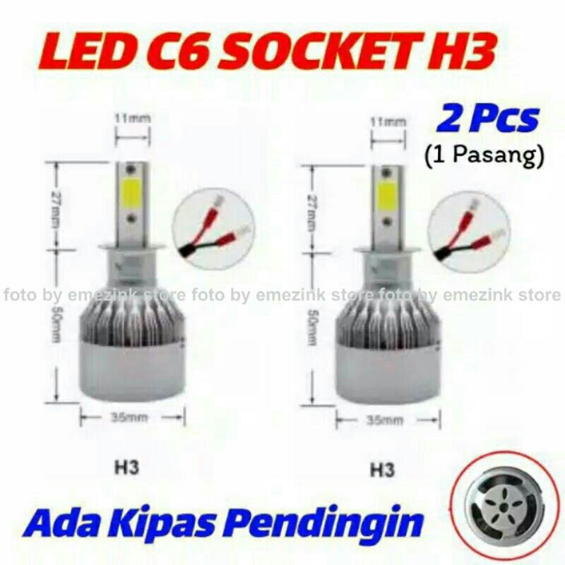 Jual LML2G | lampu mobil led c6 socket H3 | ZL | ZO | Shopee Indonesia