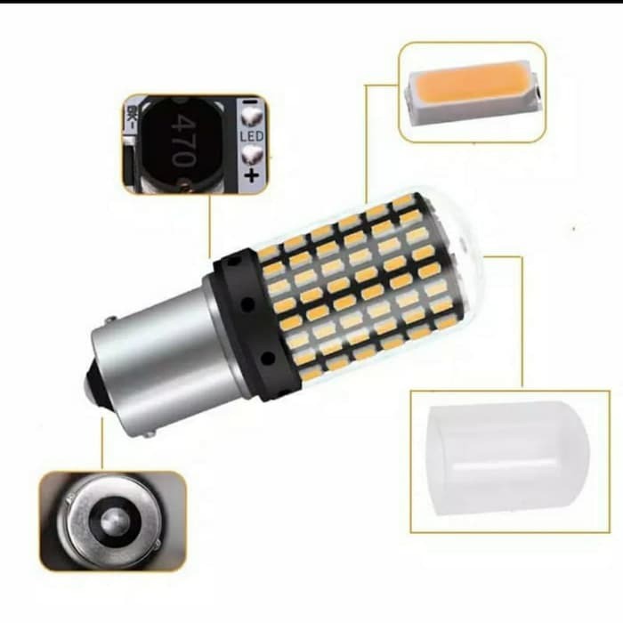 Jual lampu led sein mundur mobil bayonet 1 kaki 144 led canbus super ...