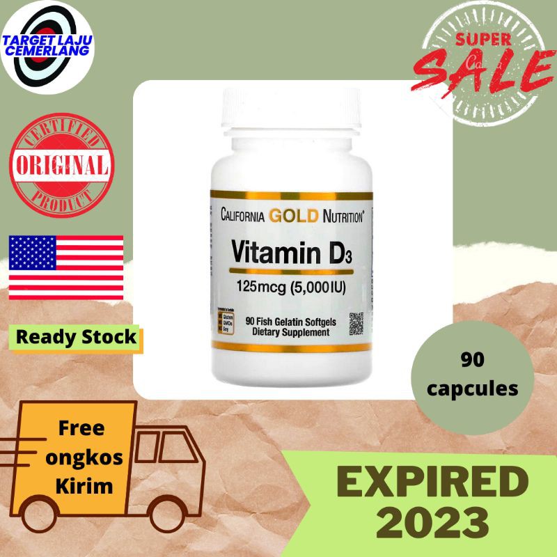 Jual vitamin D3 5000 IU California Gold Nutrition Vitamin D3 - 90 ...
