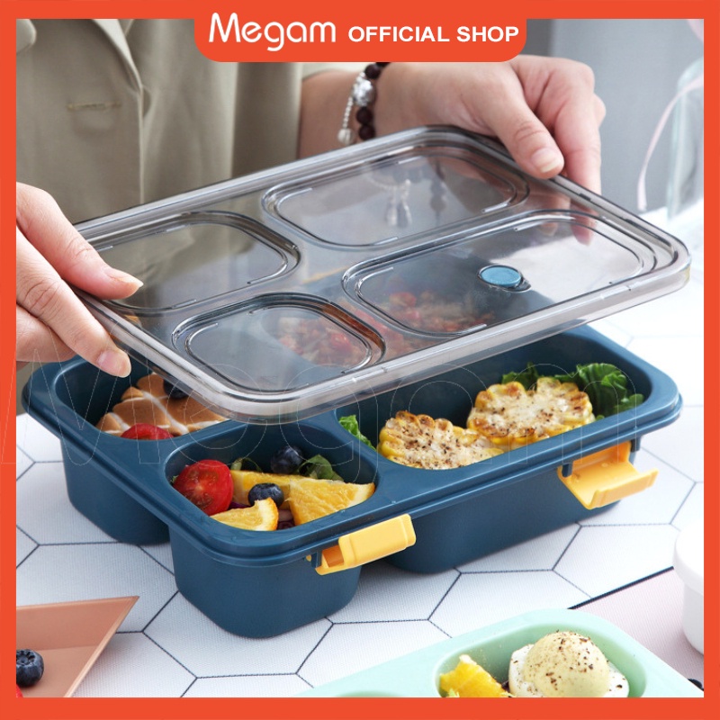 Jual Megam Kotak Makan Siang Bekal Makan Sekat Lunch Box Bento Set Minimalis Anti Tumpah HMB101 ...