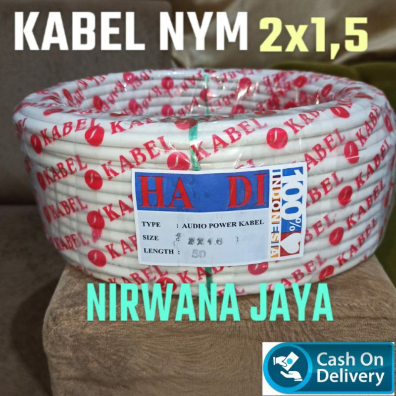 Jual Kabel Listrik isi 2 / kabel Nym 2x15 merk Hadi 2x15 50yard ...