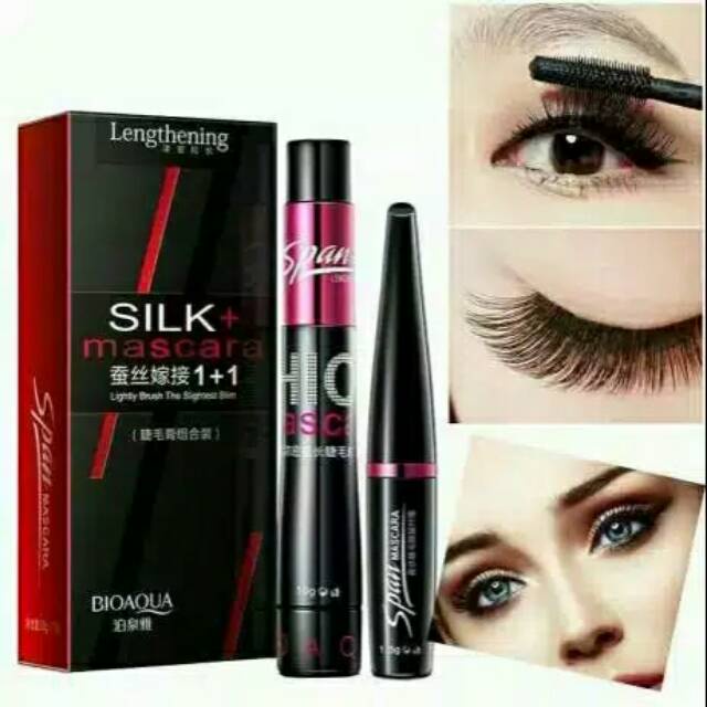 Jual mascara silk 2 in 1 BIOOAQUA Waterproof/ Maskara Anti Air | Shopee ...