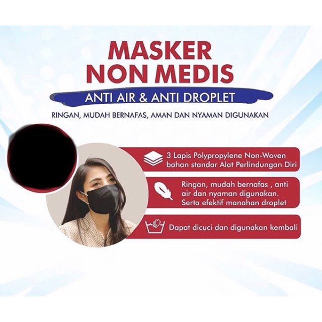 Jual Masker Kain non Medis, tidak tembus air, bisa dicuci dan ti ...