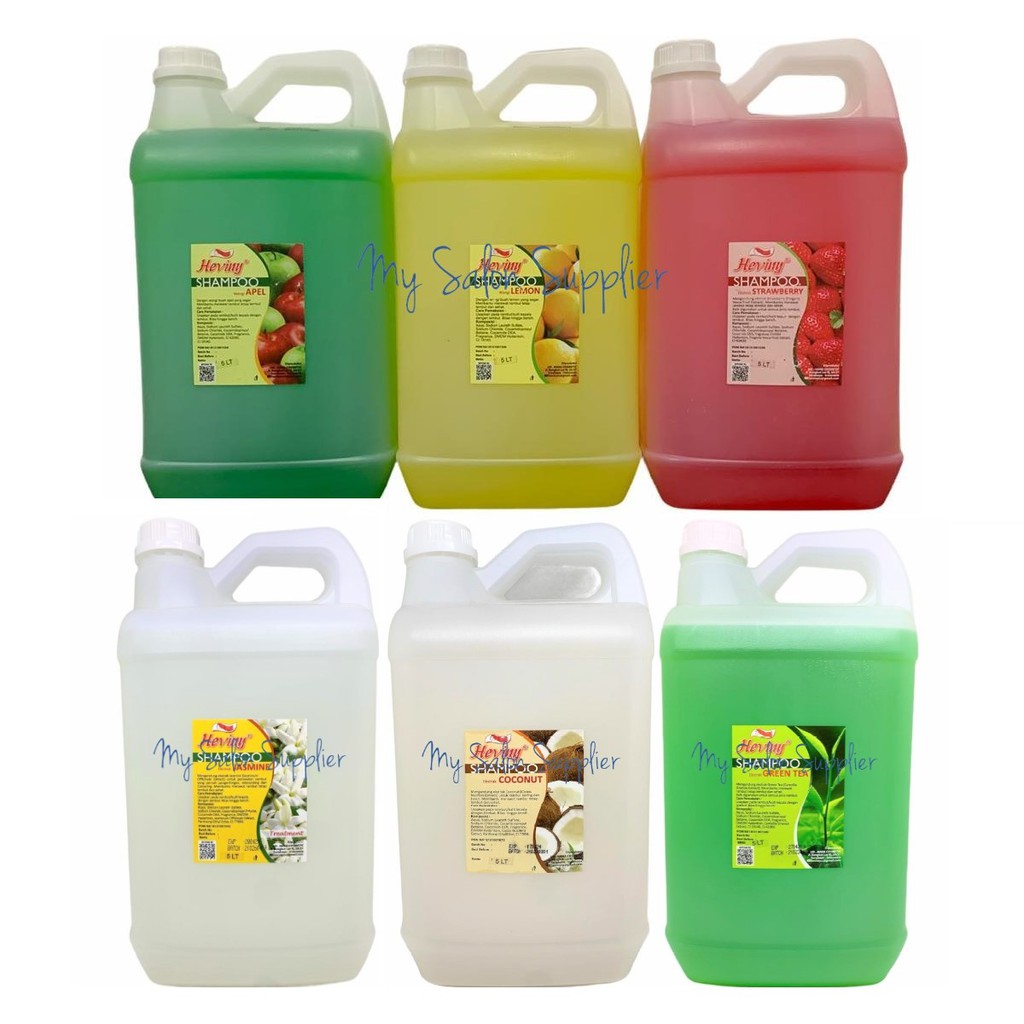 Jual Heviny Shampoo 5L Apel / Lemon / Strawberry / Green Tea / Coconut ...