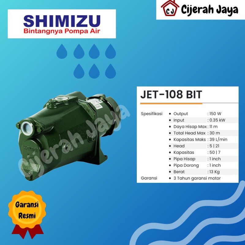 Jual Pompa Air Semi Jet Pump Shimizu JET-108 BIT | Shopee Indonesia