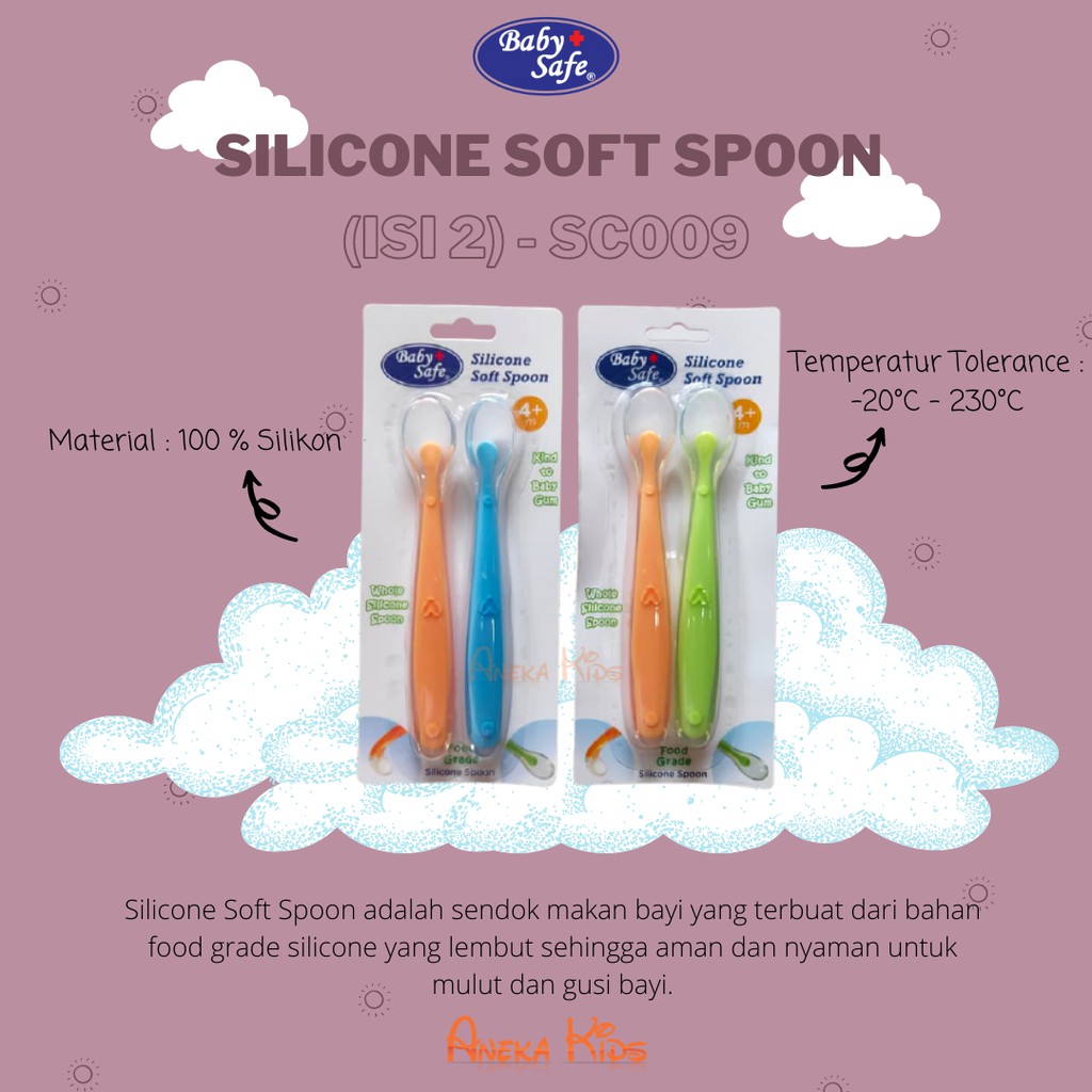 Jual BABY SAFE SILICONE SOFT SPOON (isi 2) SC009 | Shopee Indonesia