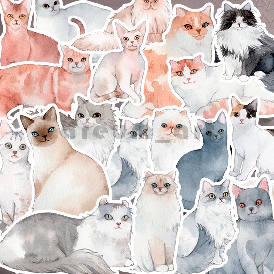 Jual 50PCS Sticker Kucing - sticker cute cat untuk Scrapbook / Jurnal ...