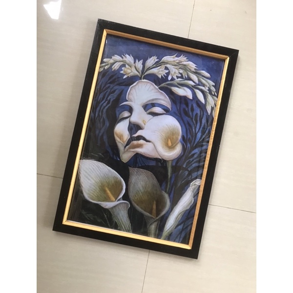Jual Cetak gambar Bunga lily motif wanita plus bingkai uk:52cm x 35cm ...