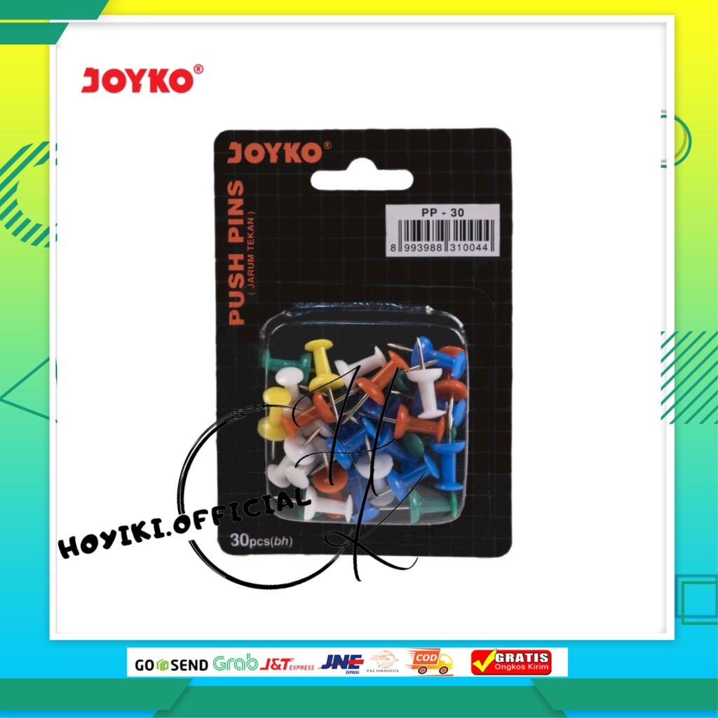 Jual JOYKO Push Pin / Jarum Tekan / Paku Pin Joyko PP-30 Klip Kertas Paku Payung isi 30 Pcs ...