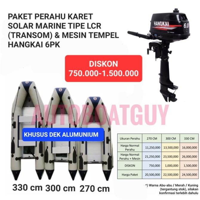 Jual Paket Perahu Karet Dan Mesin Tempel ( Solar Marine & Hangkai 6 Pk ) | Shopee Indonesia
