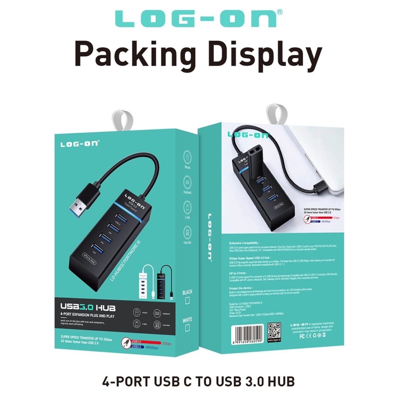 Jual LOGON 4 PORT USB HUB / LOG-ON 3.0 HIGH SPEED POWER USB A to USB A ...