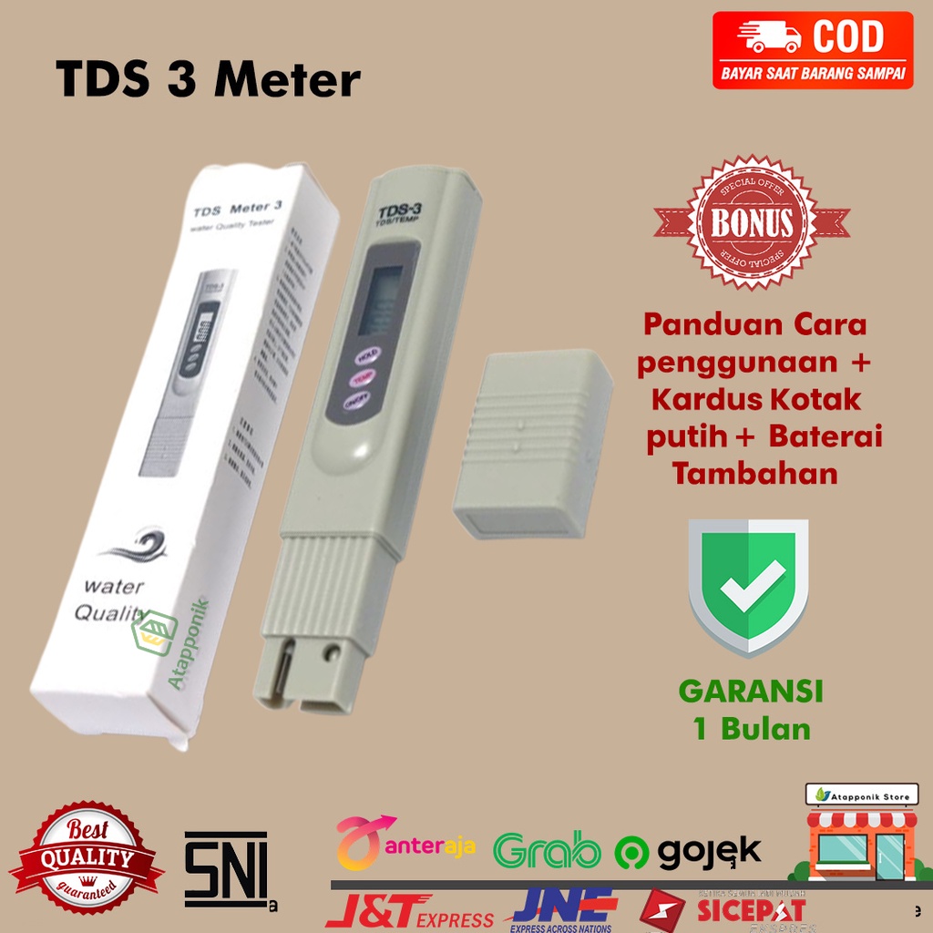 Jual TDS 3 Meter - Alat Ukur Kualitas Air - Alat Ukur PPM Hidroponik ...