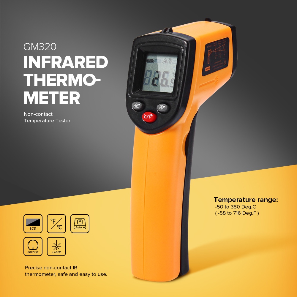 Jual Thermometer termometer tembak Laser Infrared pengukur suhu benda ...